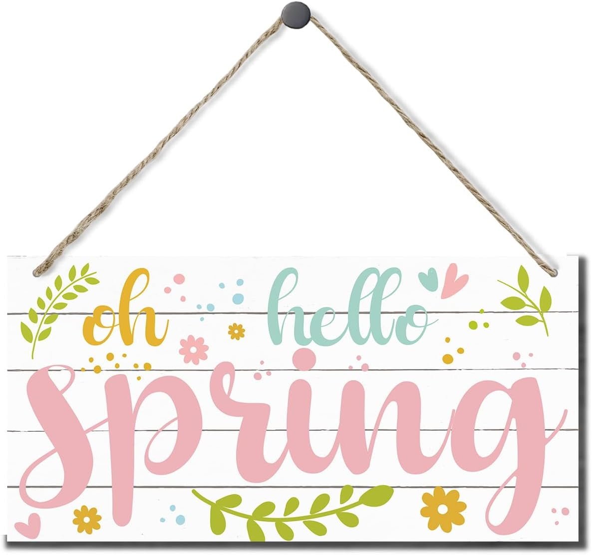 JUSIP 12x6 in Pink Hello Spring Bloom Decoration Sign Deco, Hanging ...