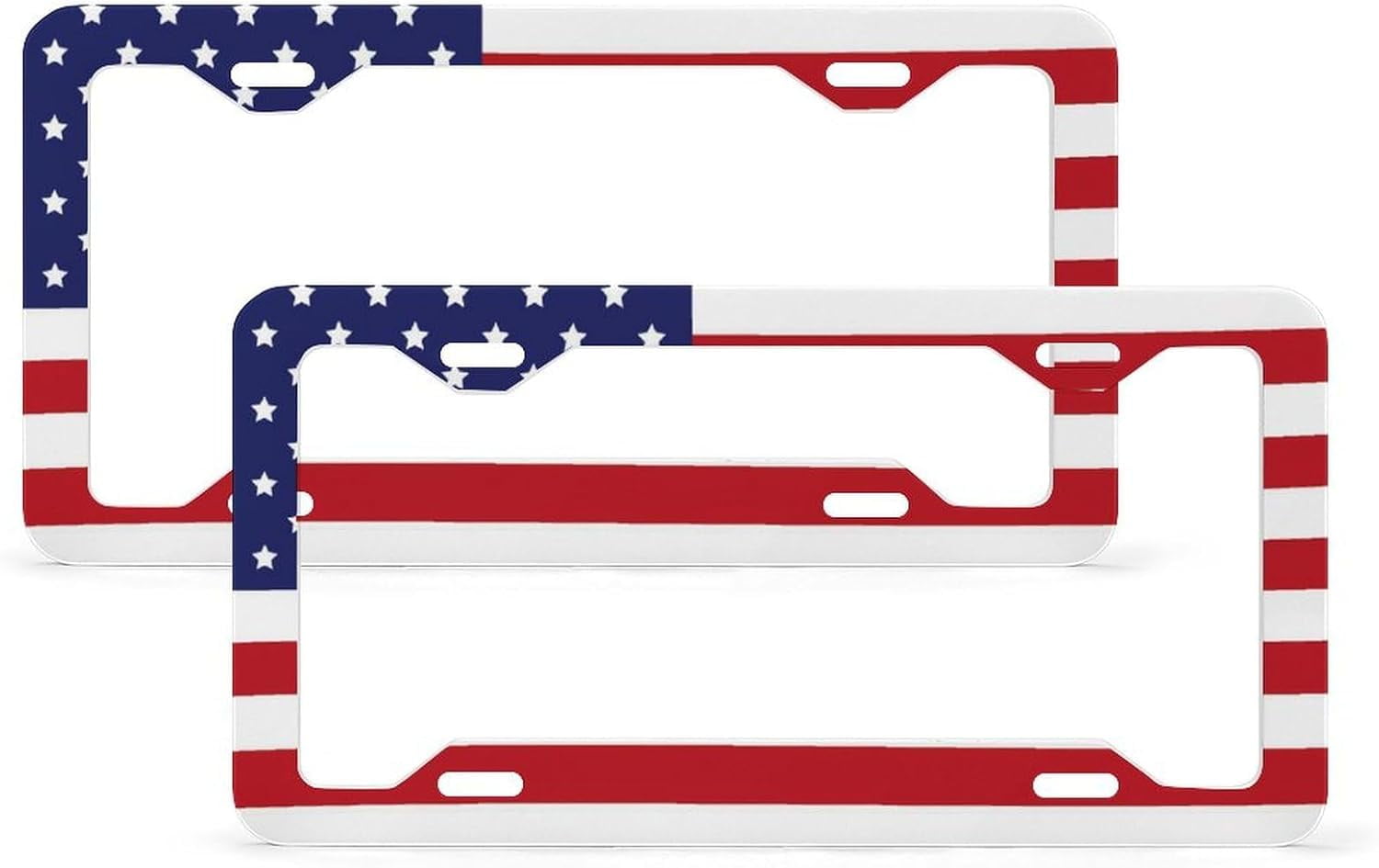JUSIP 4 Holes Aluminum License Plate Frames, American Flag Blue with ...