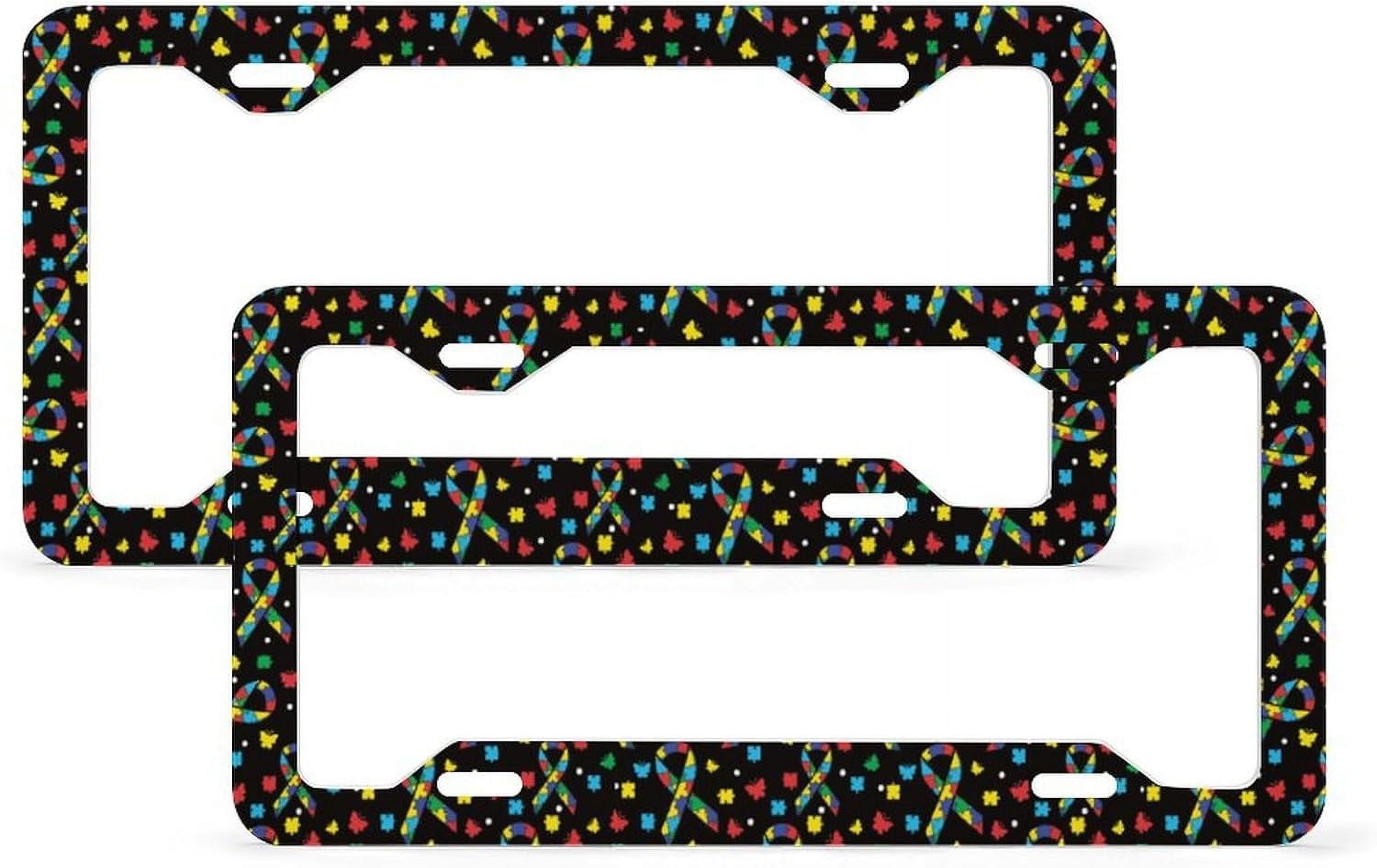 JUSIP 4 Holes Aluminum License Plate Frames, Breast Cancer Awareness -2 ...