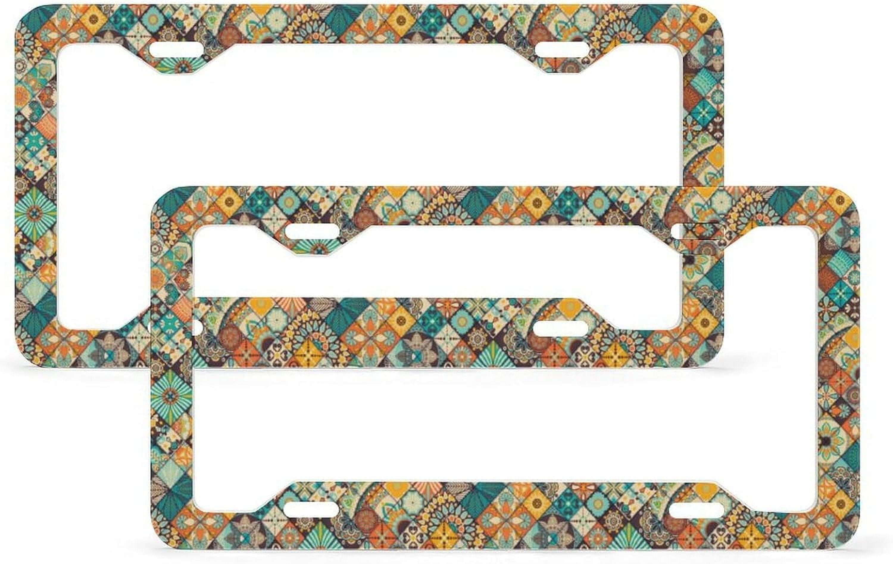 JUSIP 4 Holes Aluminum License Plate Frames, Tie Dye Colorful -2 Pack ...