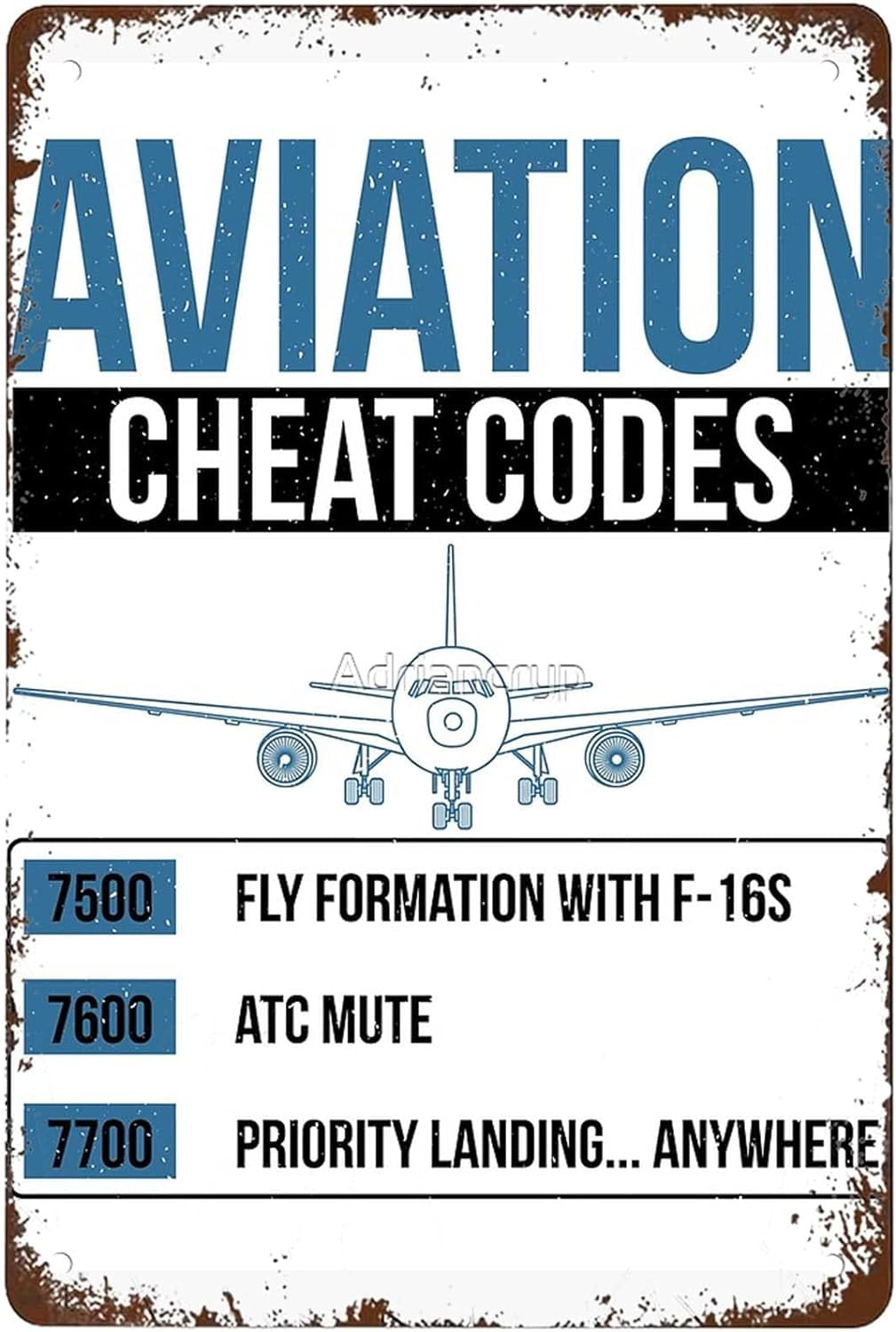 JUSIP 8x12 Inch Funny Aviation Cheat Codes Fun ATC Pilot Geschenk Metal ...