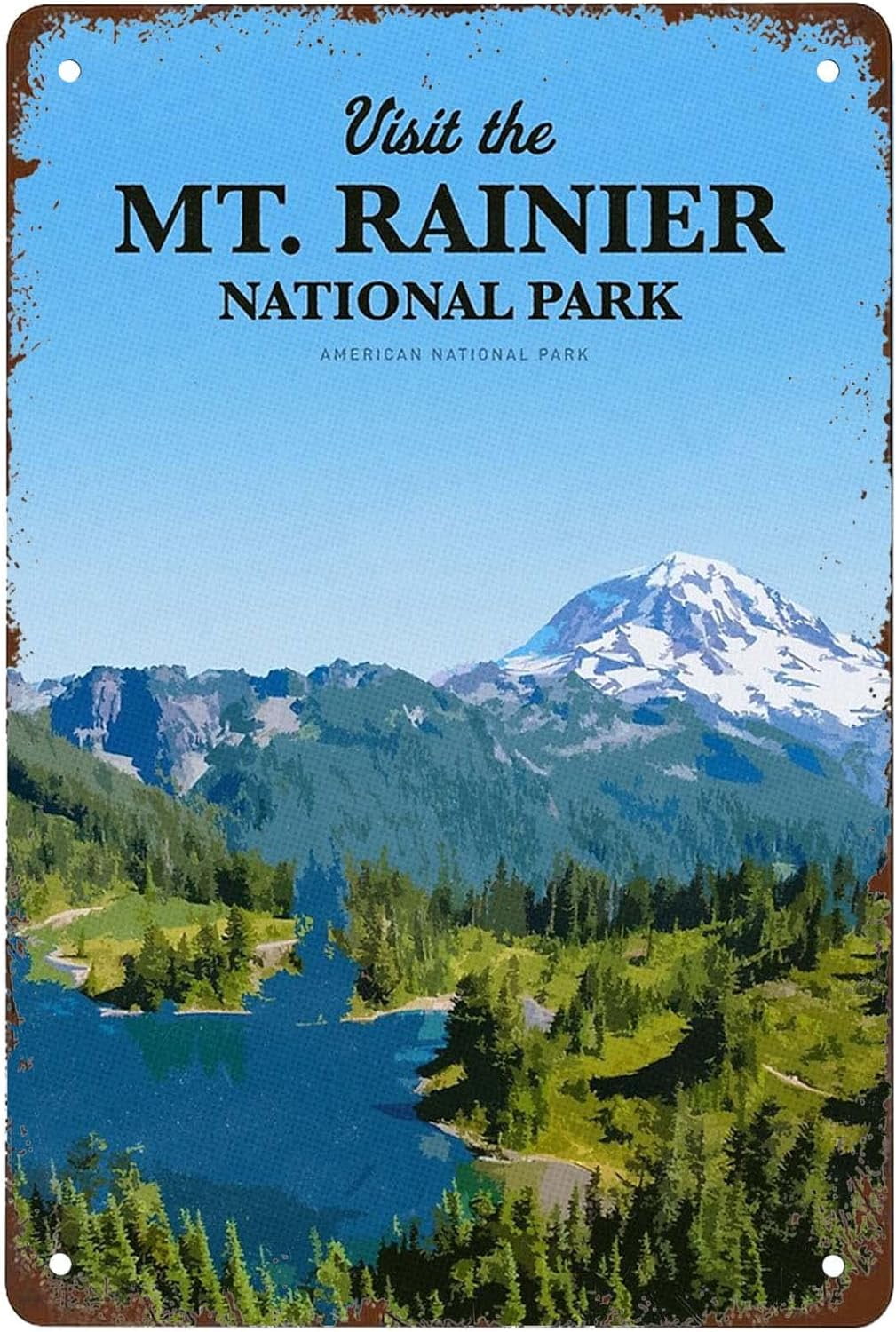 JUSIP 8x12 Inch Funny Visit The Mt. Rainier National Park Metal Thin ...
