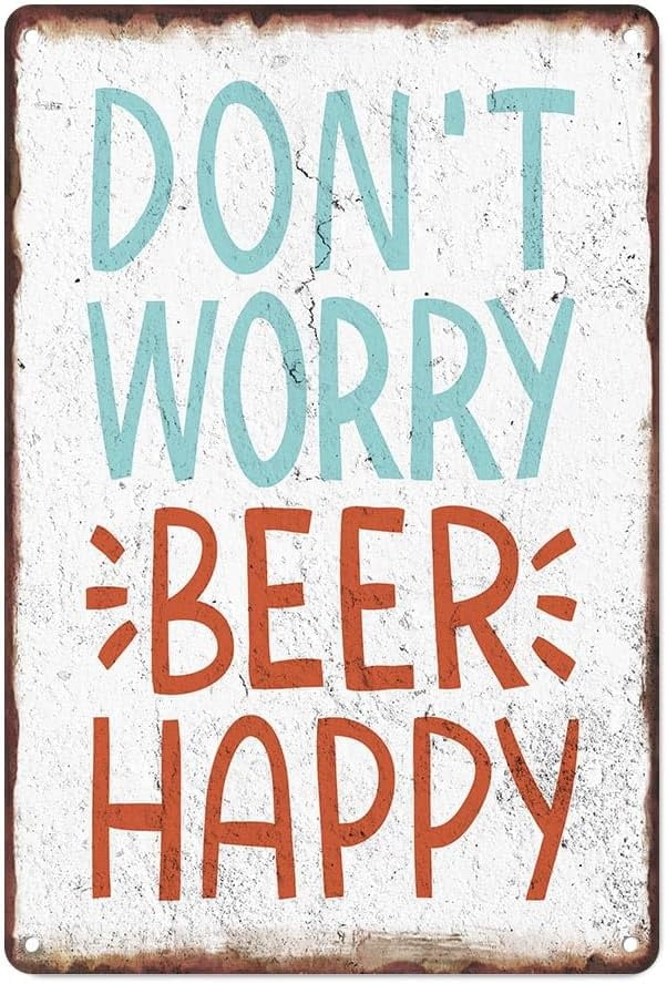 JUSIP 8x12 Inch Happy Beer Metal Thin Signs For Home Decor and For ...