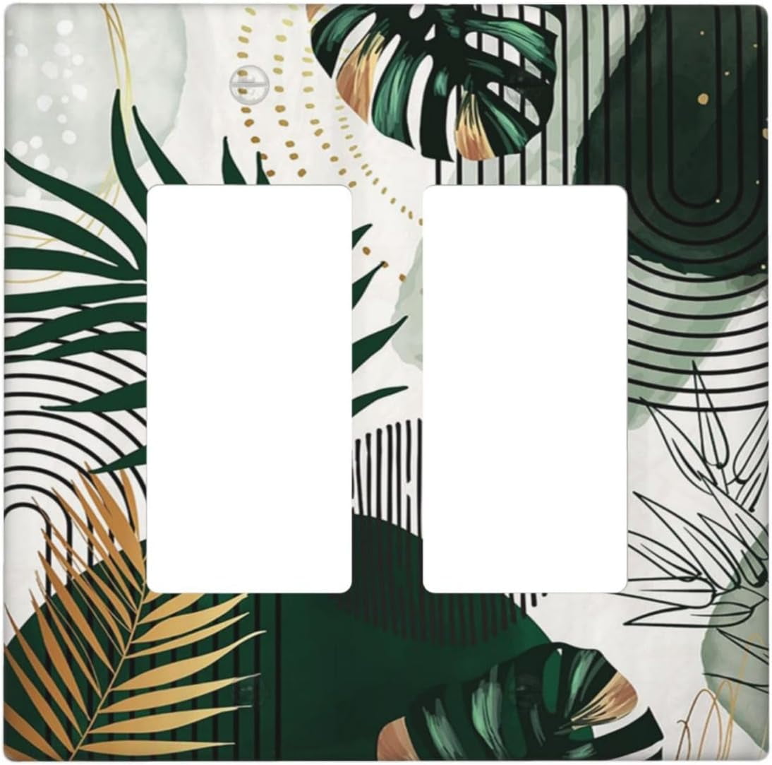 JUSIP Abstract Green Tropical Leaves Boho Botanical 2 Gang Double ...