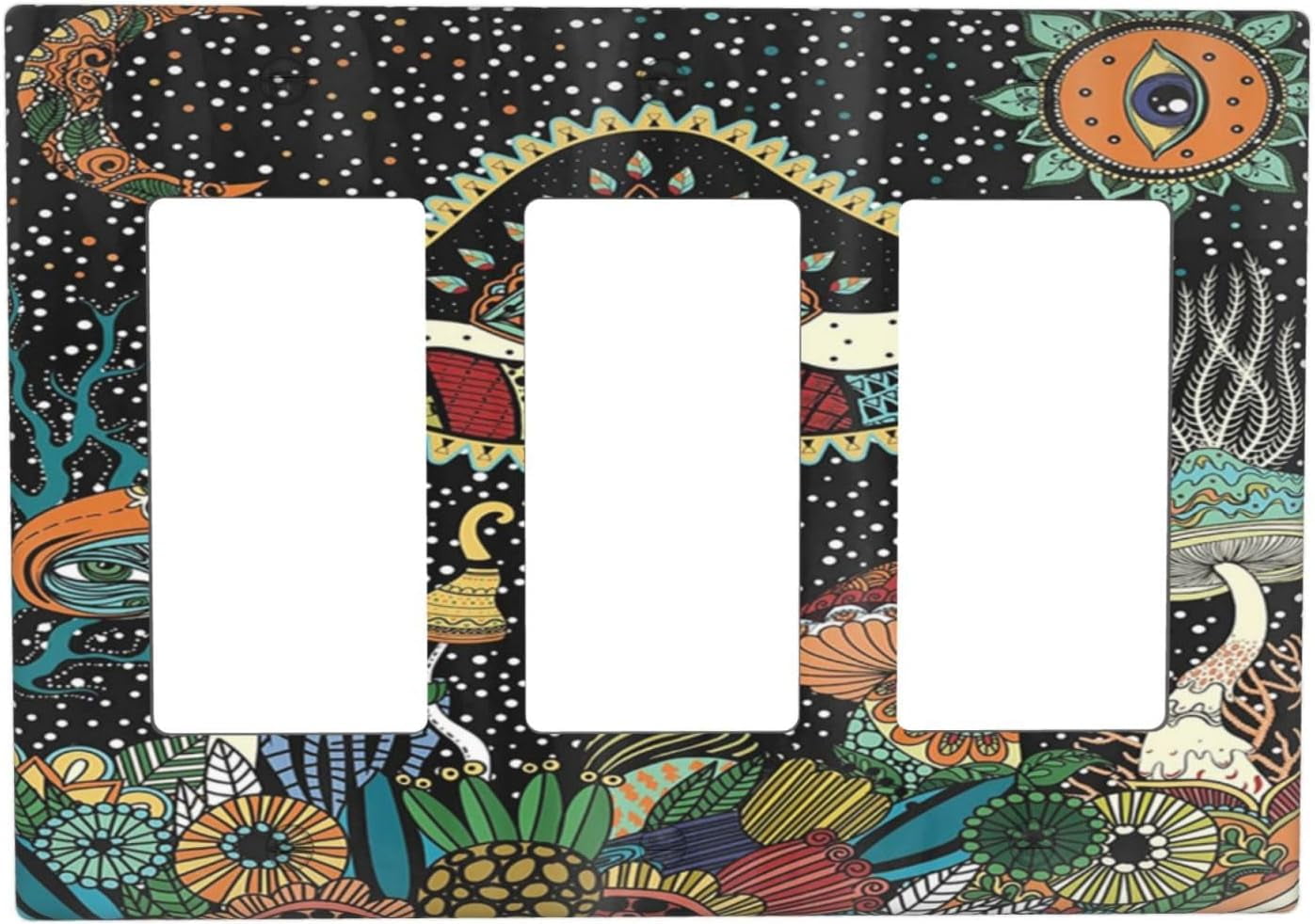 JUSIP Abstract Mushroom Colorful Trippy Goth Starry Eye 3 Gang Triple ...