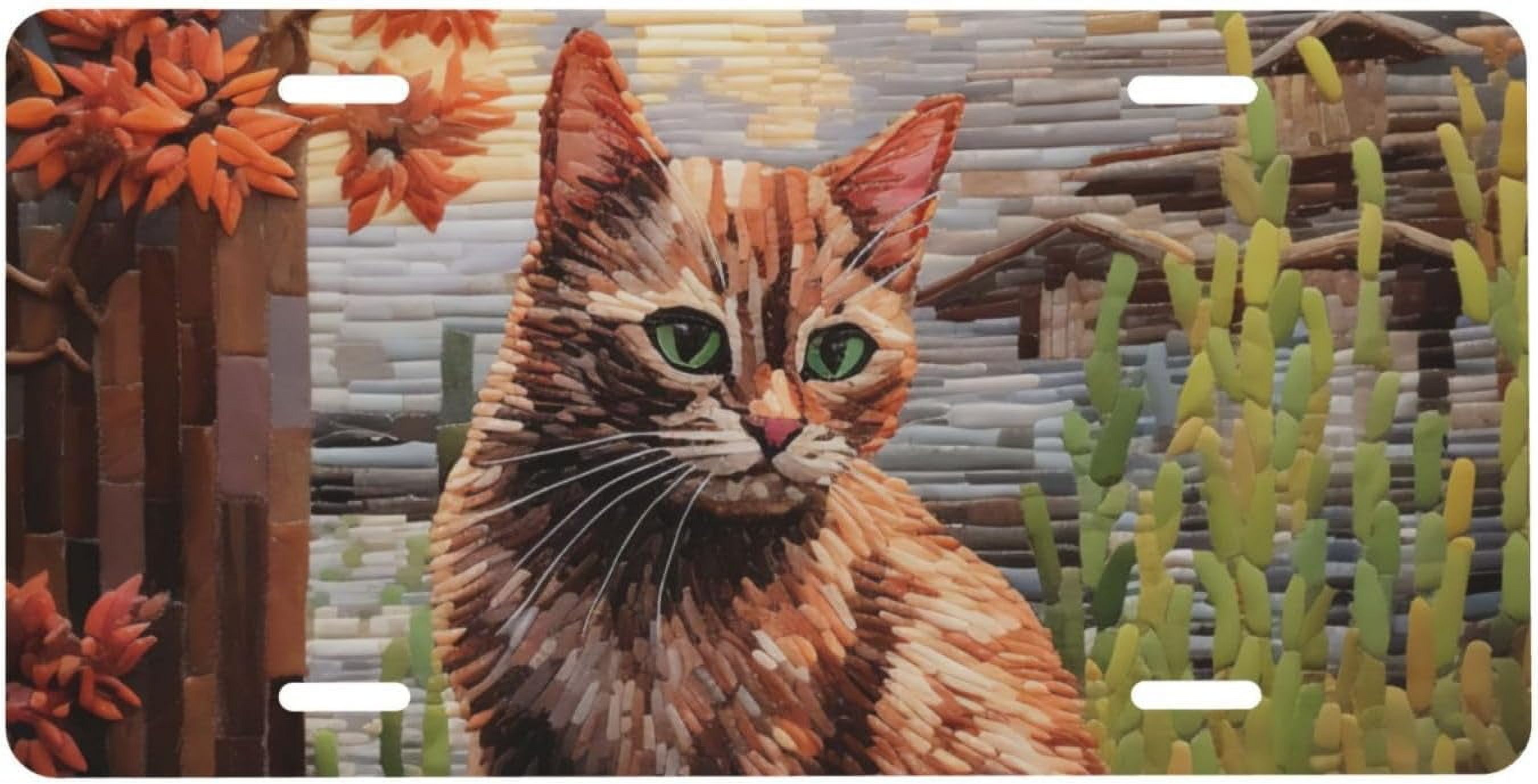 JUSIP Aluminum Alloy License Plate, Cats In The Garden Printed ...