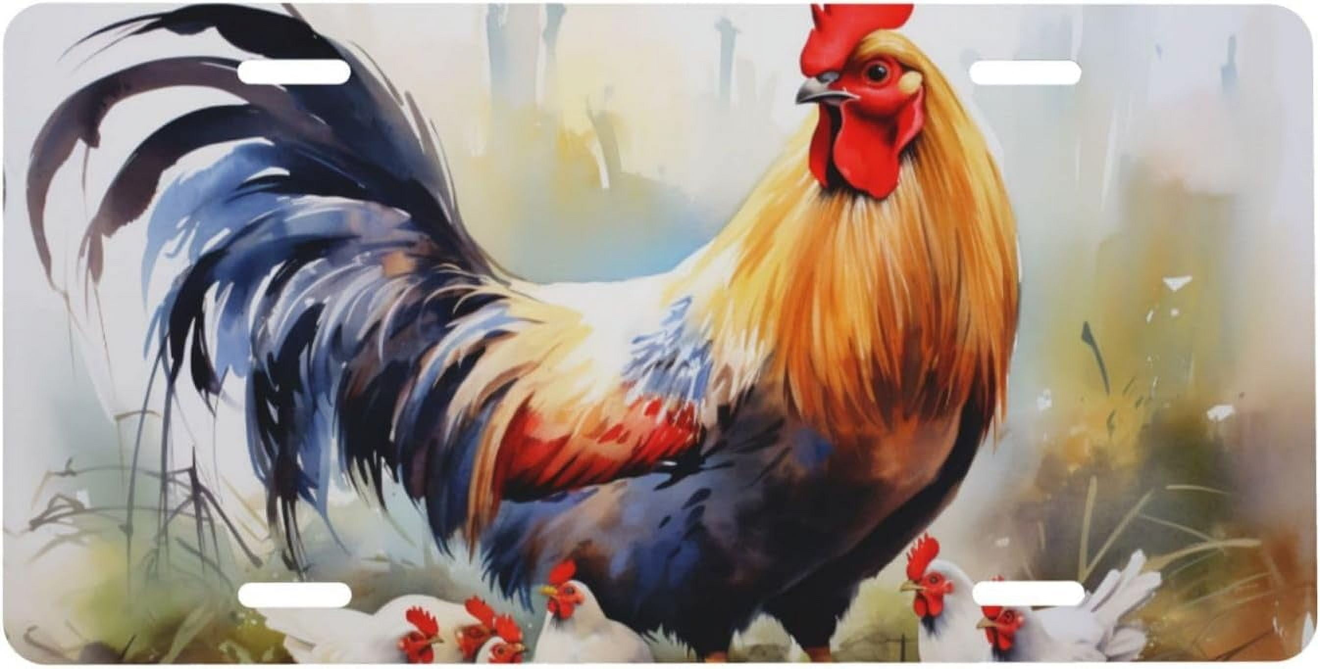 JUSIP Aluminum Alloy License Plate, The Chickens On The Farm Printed ...