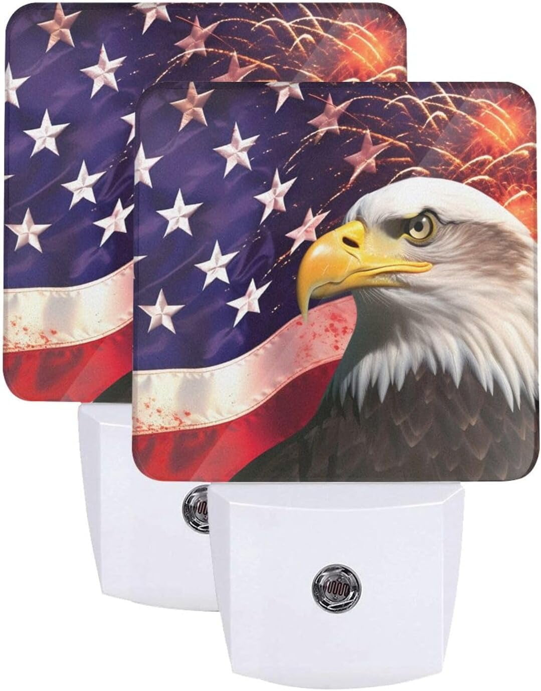 JUSIP American Flag Night Light Set of 2 Auto Sensor LED Dusk-to-Dawn ...