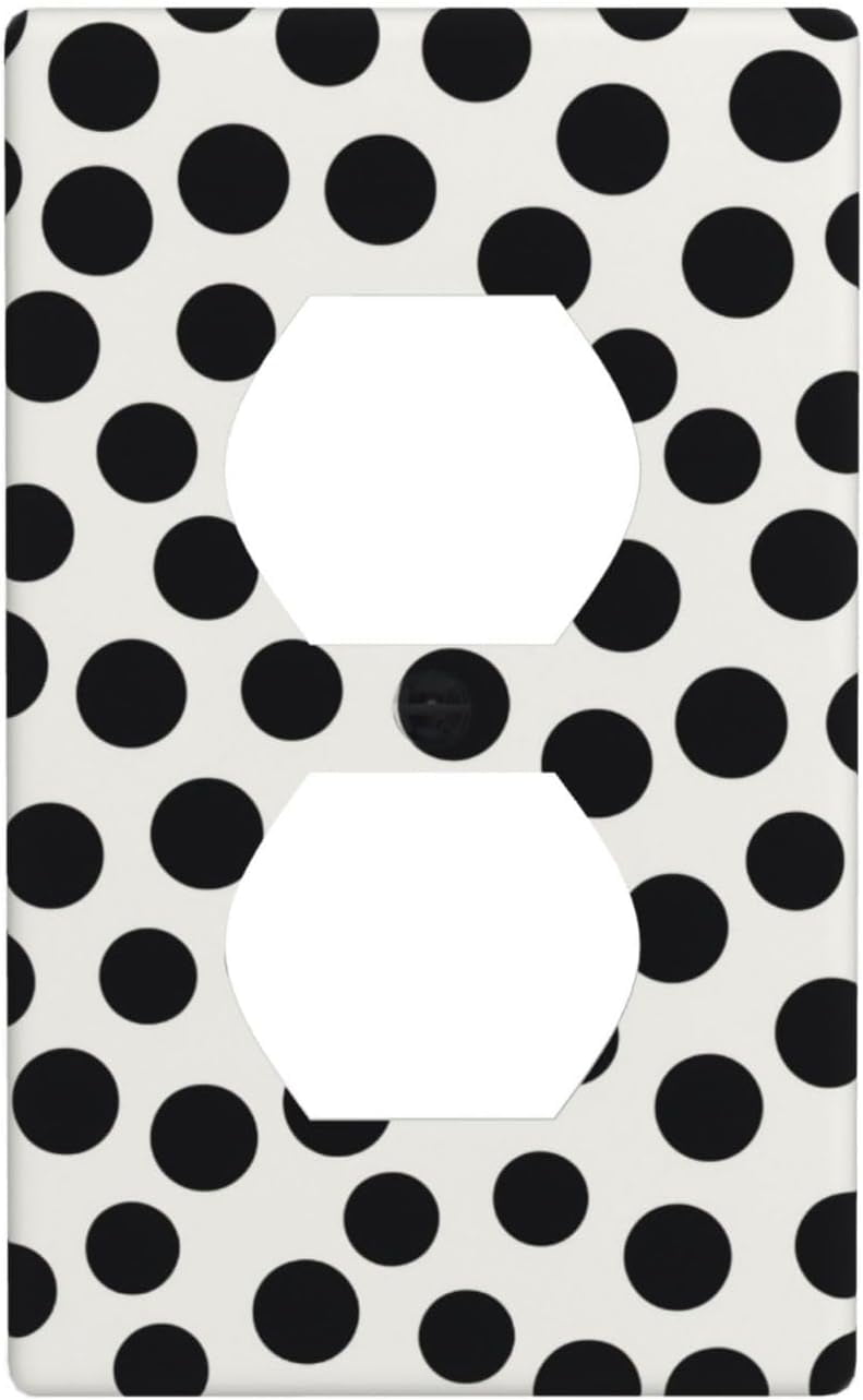 JUSIP Black And White Dot Printed Duplex Receptacle Outlet Wall Plate,2 ...
