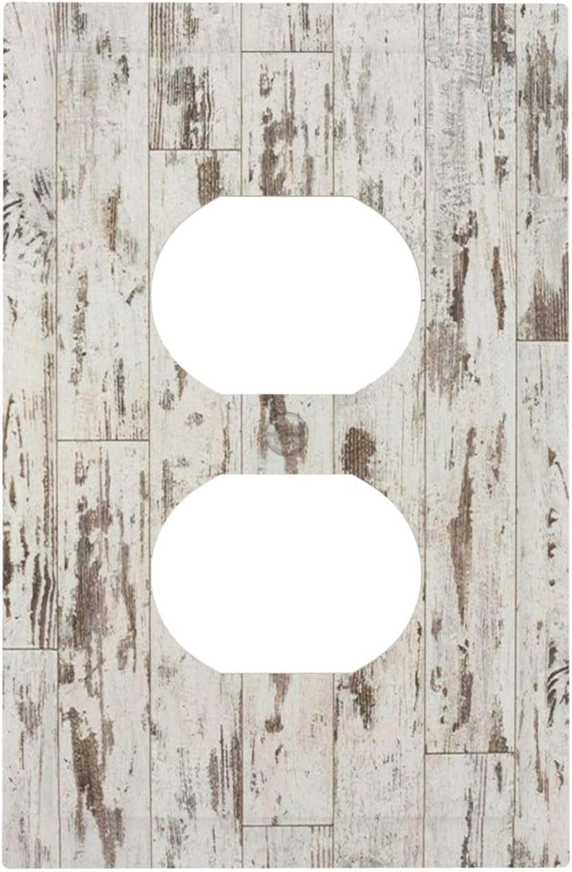 JUSIP Brown White Grey Wood Panels Jumbo Size 1-Gang Duplex ...