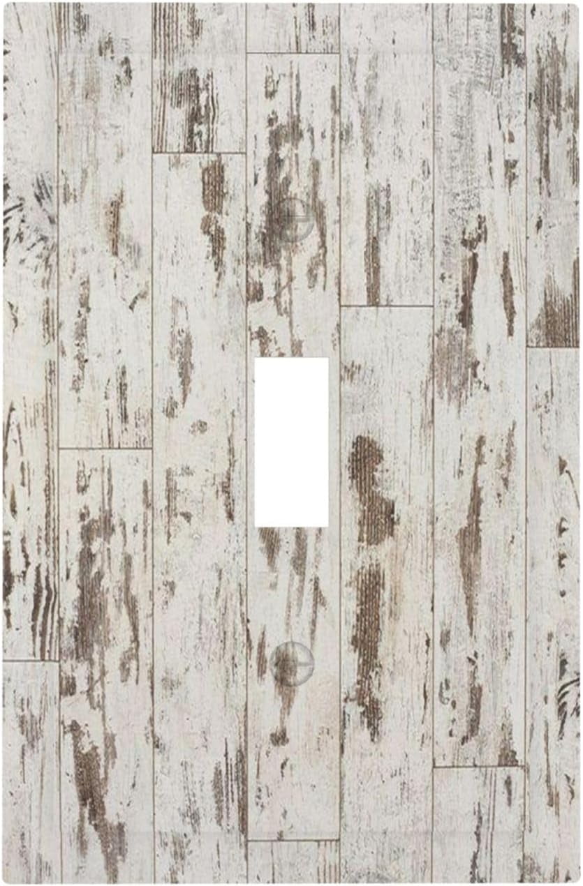 JUSIP Brown White Grey Wood Panels Jumbo Size 1-Gang Toggle Decora ...