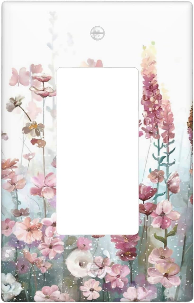 JUSIP Colorful Flowers Triple Light Switch Cover Plate 1 Gang Single ...
