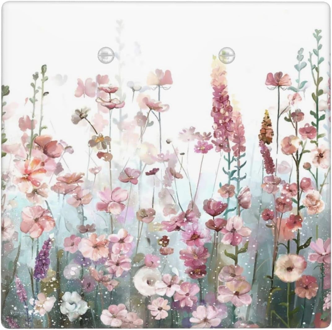 JUSIP Colorful Flowers Triple Light Switch Cover Plate 2 Gang Double ...