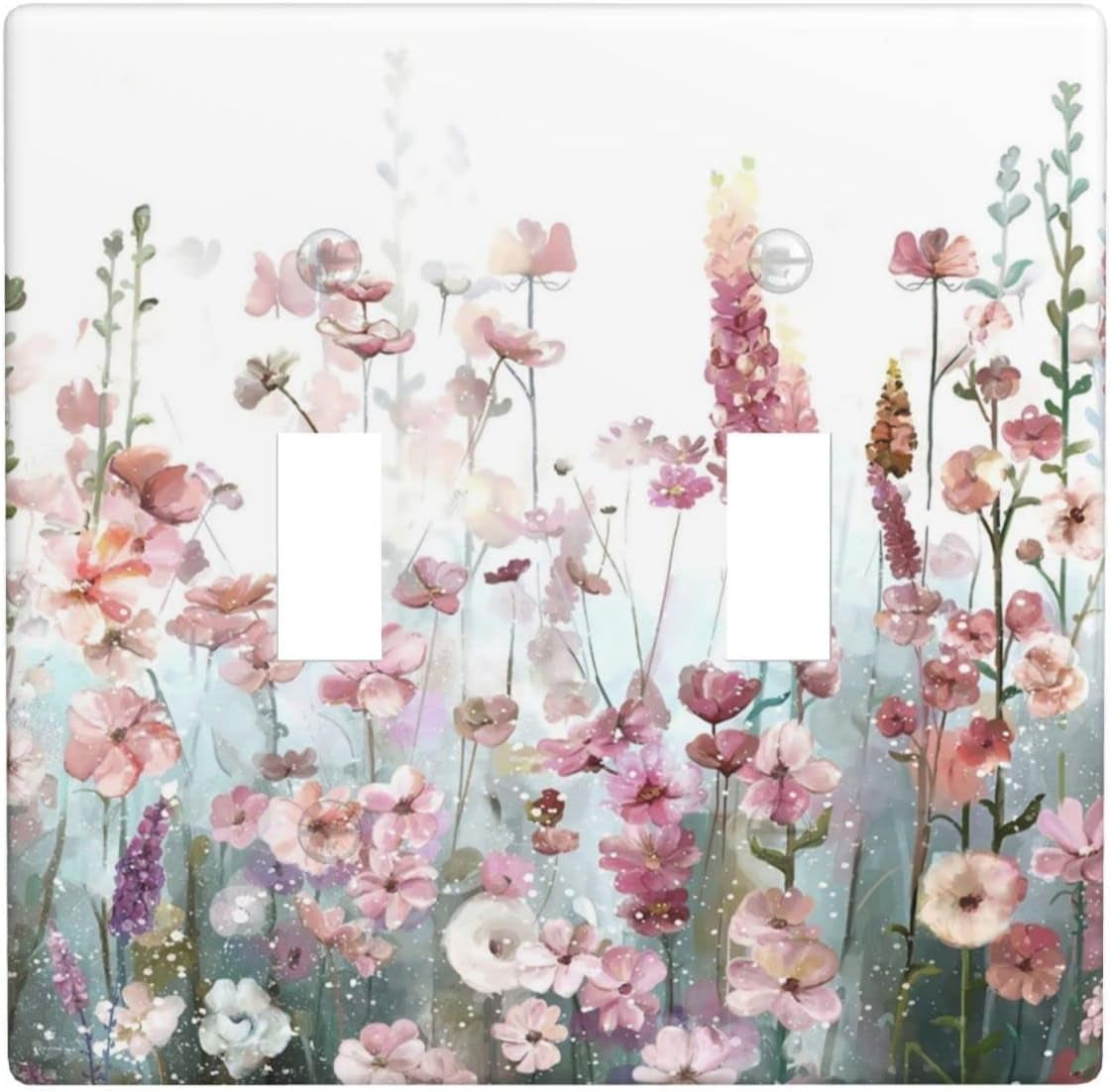 JUSIP Colorful Flowers Triple Light Switch Cover Plate 2 Gang Double ...