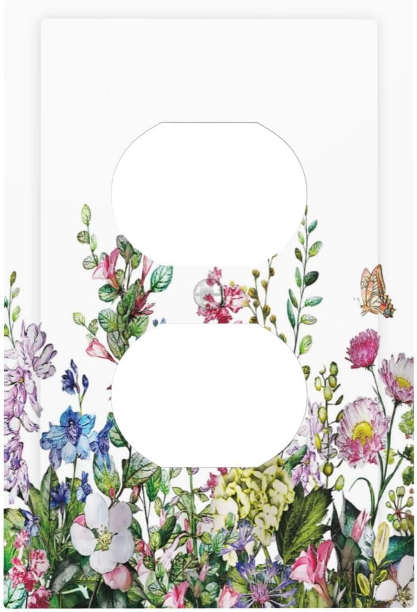 JUSIP Colorful Plant Botanical Wildflower Floral Printed 1 Gang Duplex ...