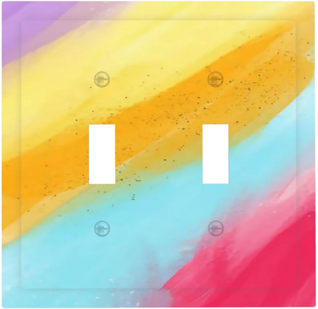 JUSIP Colorful Rainbow 2-Gang Toggle Decorative Light Switch Plate ...