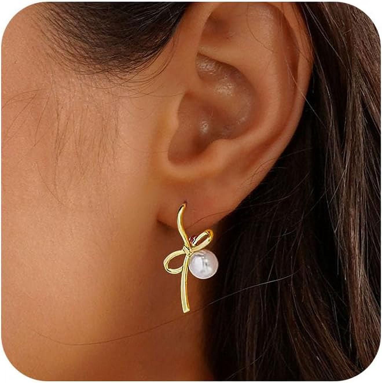 JUSIP Dainty Gold Pearl Earrings for Women, Trendy 14k Gold Filled ...
