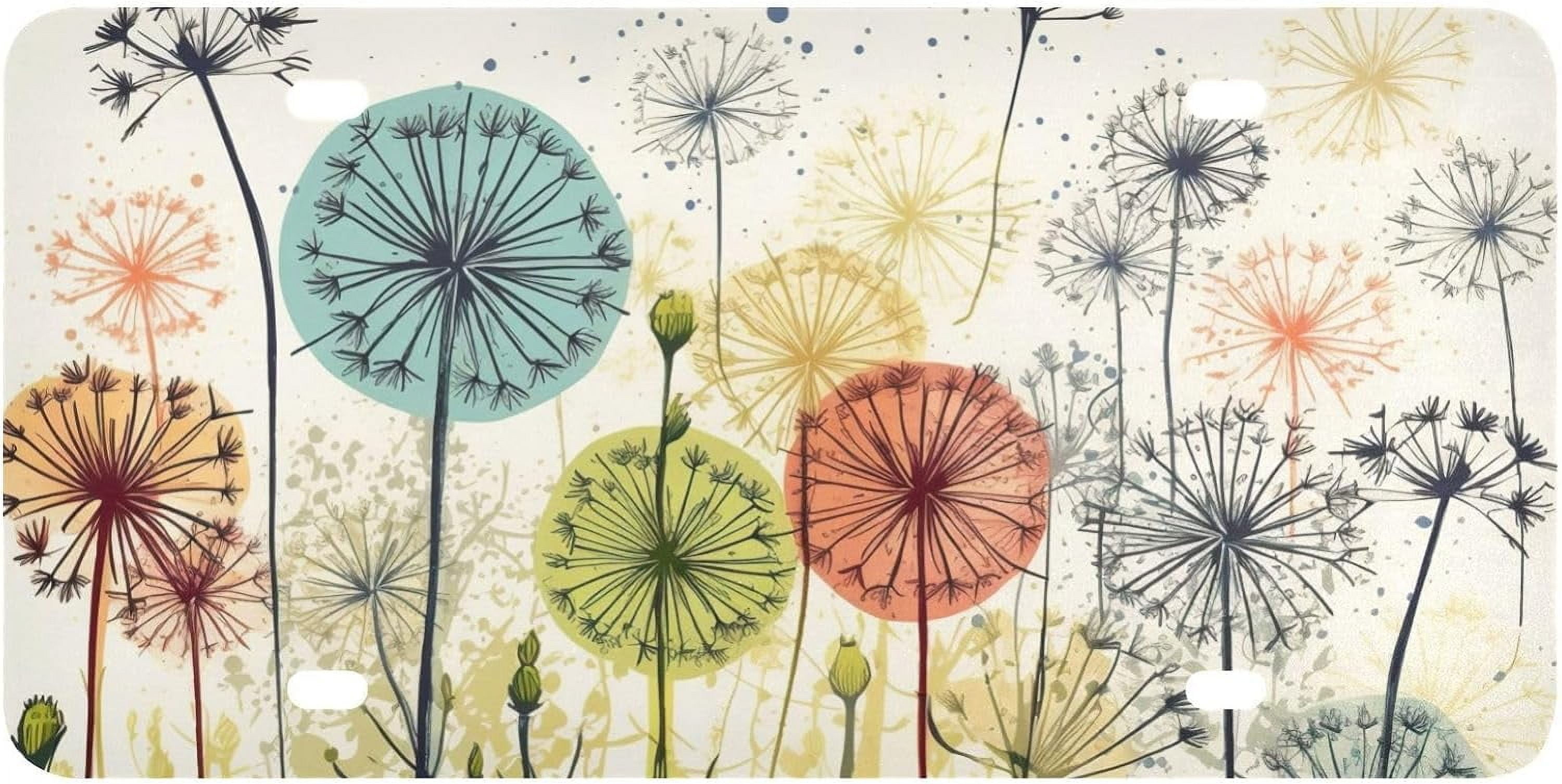 JUSIP Delicate Dandelion Front License Plate Aluminum 4 Holes, Car Tag ...