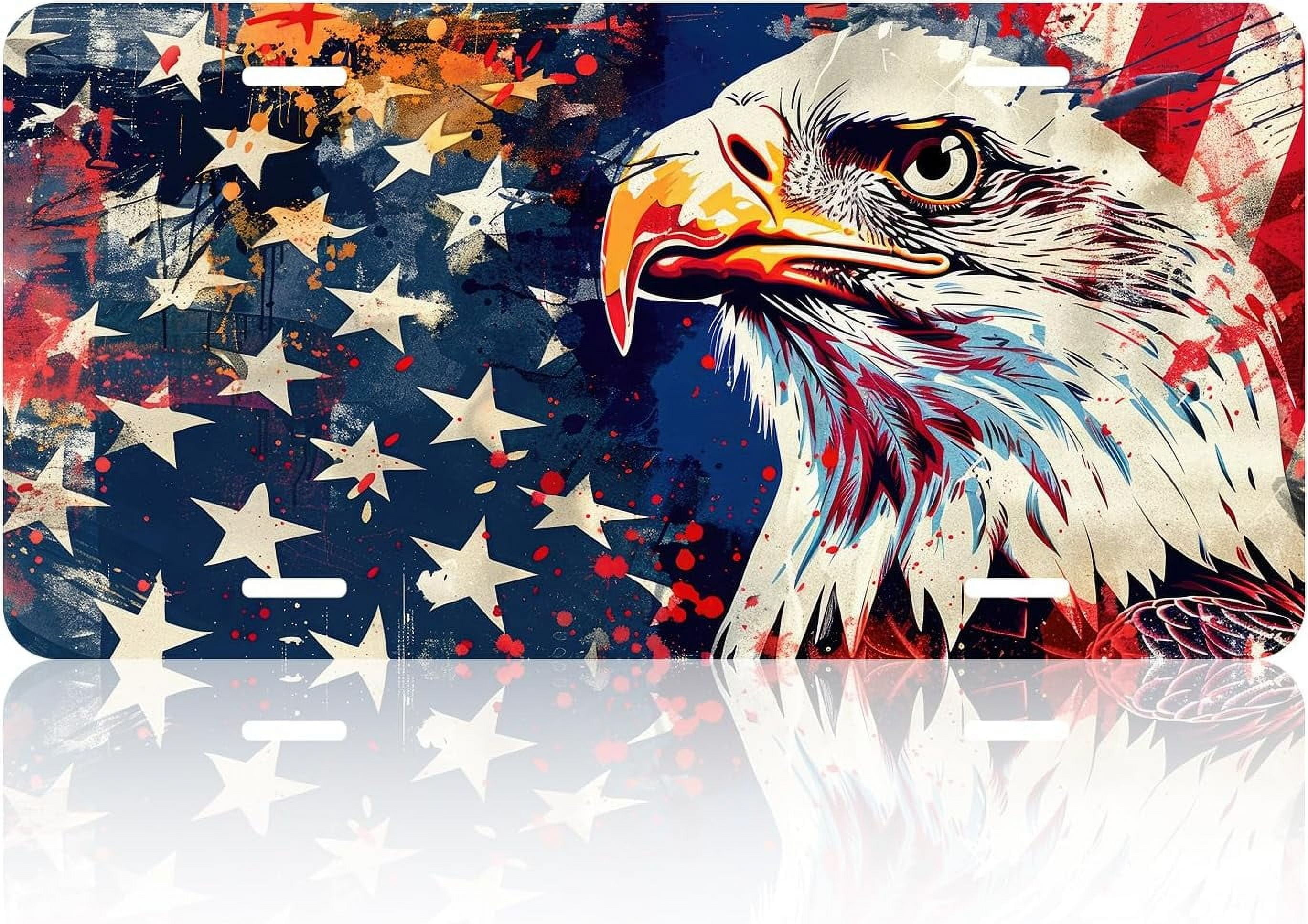 JUSIP Front License Plate,Personalise Black White American Flag Cross ...