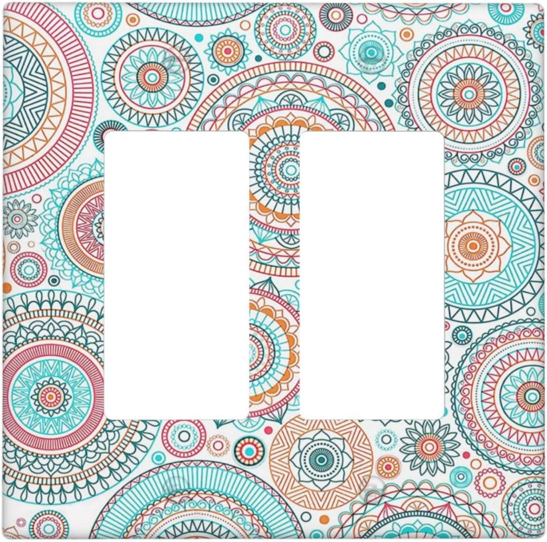JUSIP Fun Cute Colorful Pattern Double Rocker Wall Plate Light Switch ...