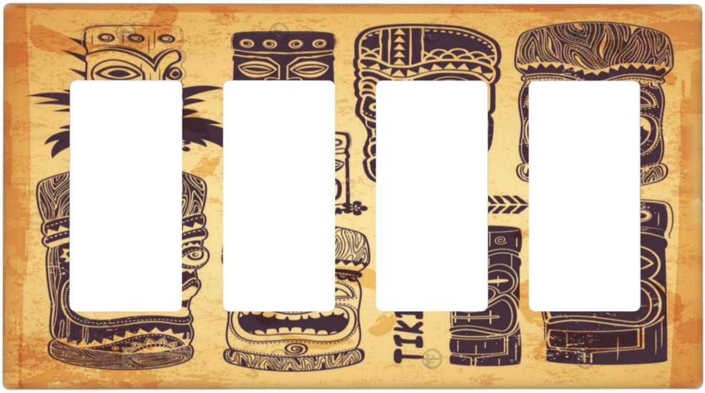 JUSIP Funny Hawaiian 4 GFCI 4-Gang Rocker Decorative Light Switch Plate ...