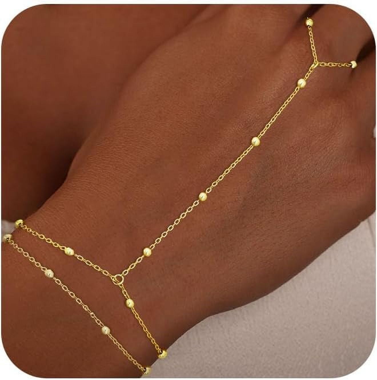 JUSIP Gold Bracelets for Women Trendy, Dainty Gold Hand Chain Bracelet ...