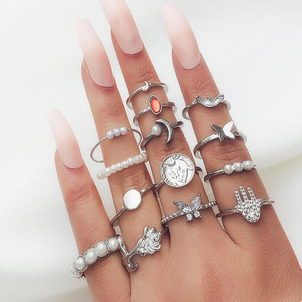 JUSIP Gold Knuckle Rings Set for Women, Cute Stackable Finger Midi ...