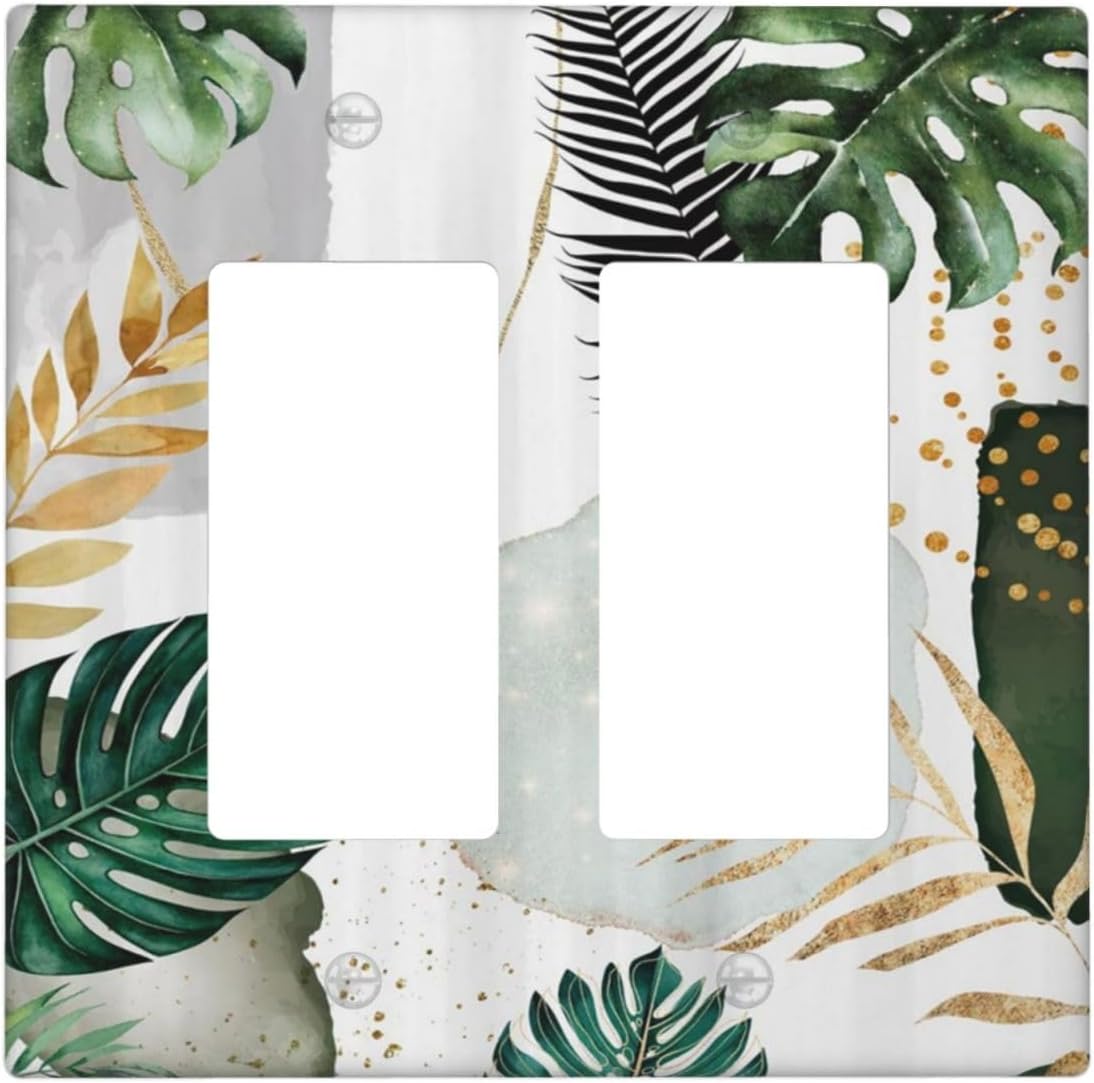 JUSIP Green Abstract Mid Century Boho Tropical Palm Leaves Double ...