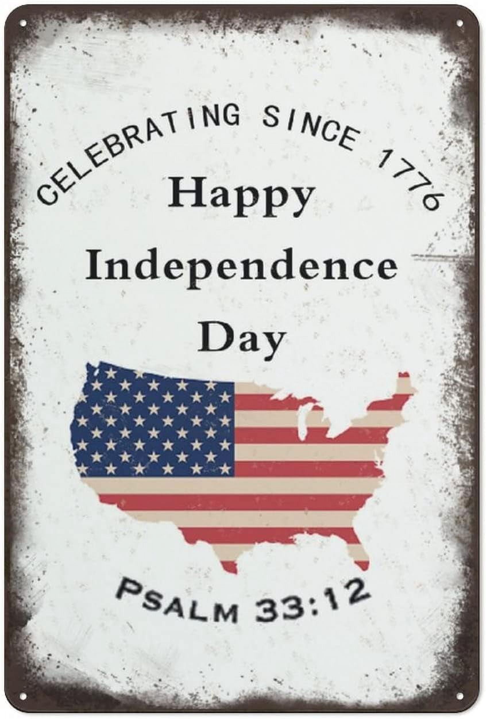 JUSIP Happy Independence Day Decor Funny Home Bar Metal Tin Sign ...