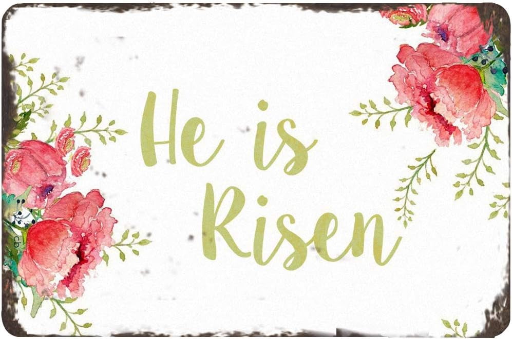JUSIP He is Risen Sign Cave Tin Signs Tin Sign,12X8 in Metal Signs ...