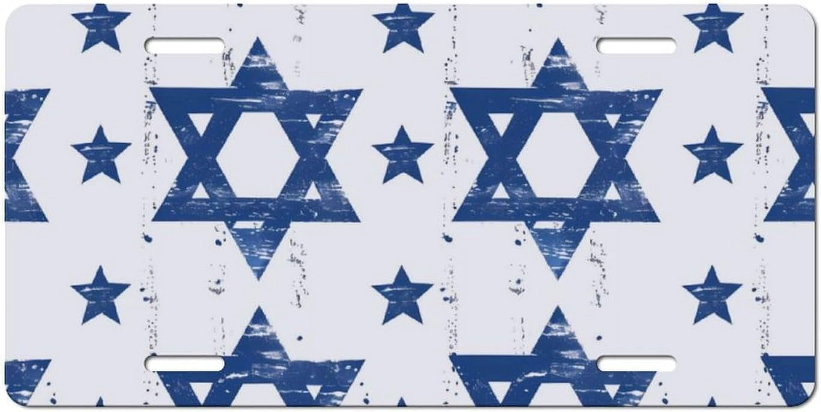 JUSIP Israeli Flag License Plate Decorative Car Front Aluminum Car ...