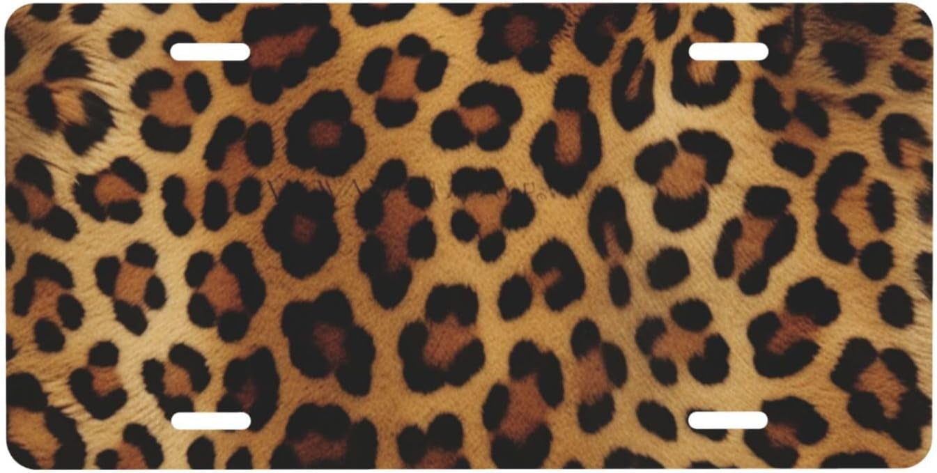JUSIP License Plate for Front Car Leopard Skin Print Personalized ...