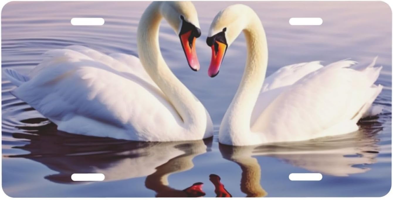 JUSIP License Plate for Front Car Swan Heart Print Personalized License ...