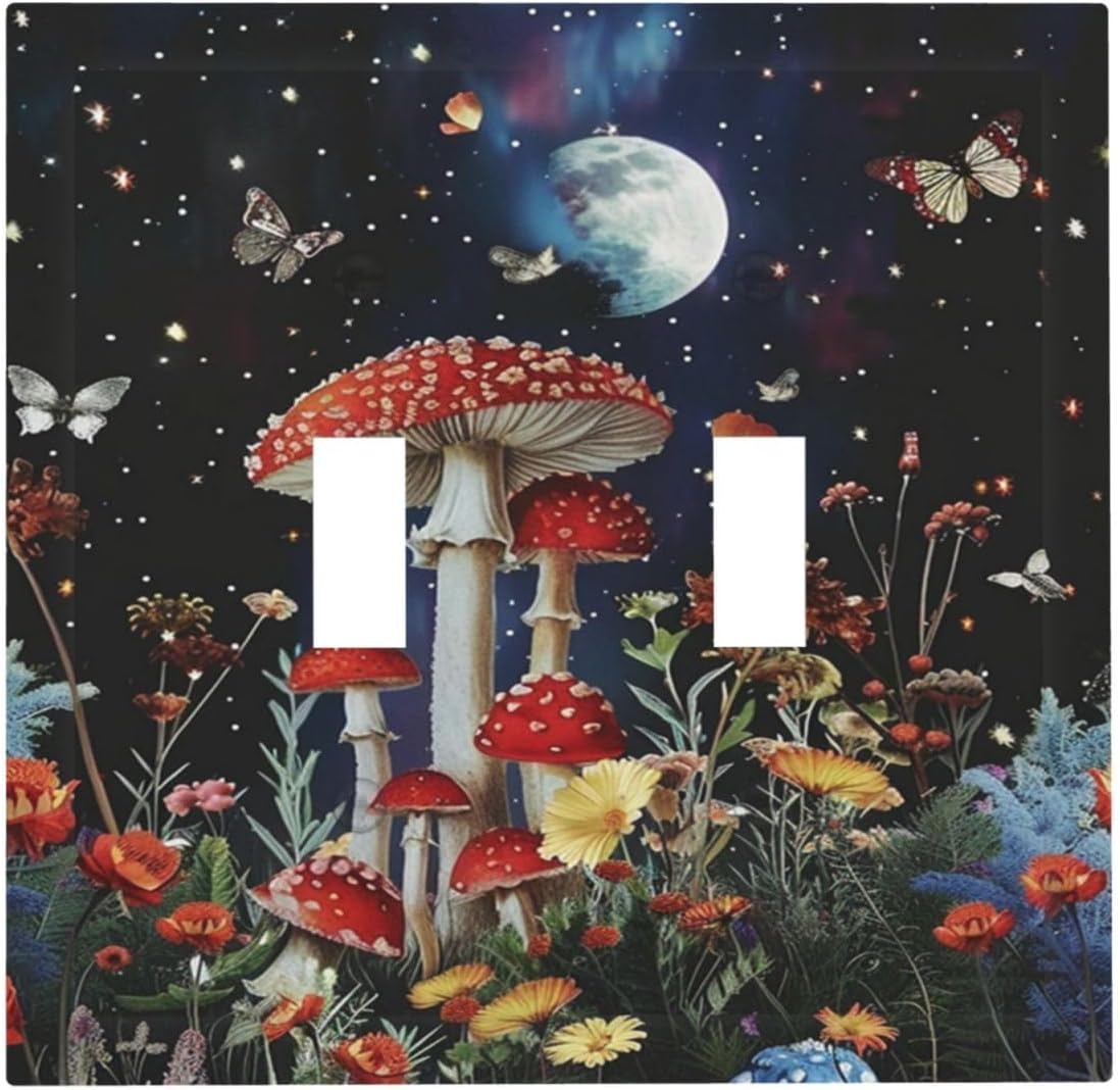 JUSIP Light Switch Cover Night Sky Moon Mushroom Plants Flowers ...