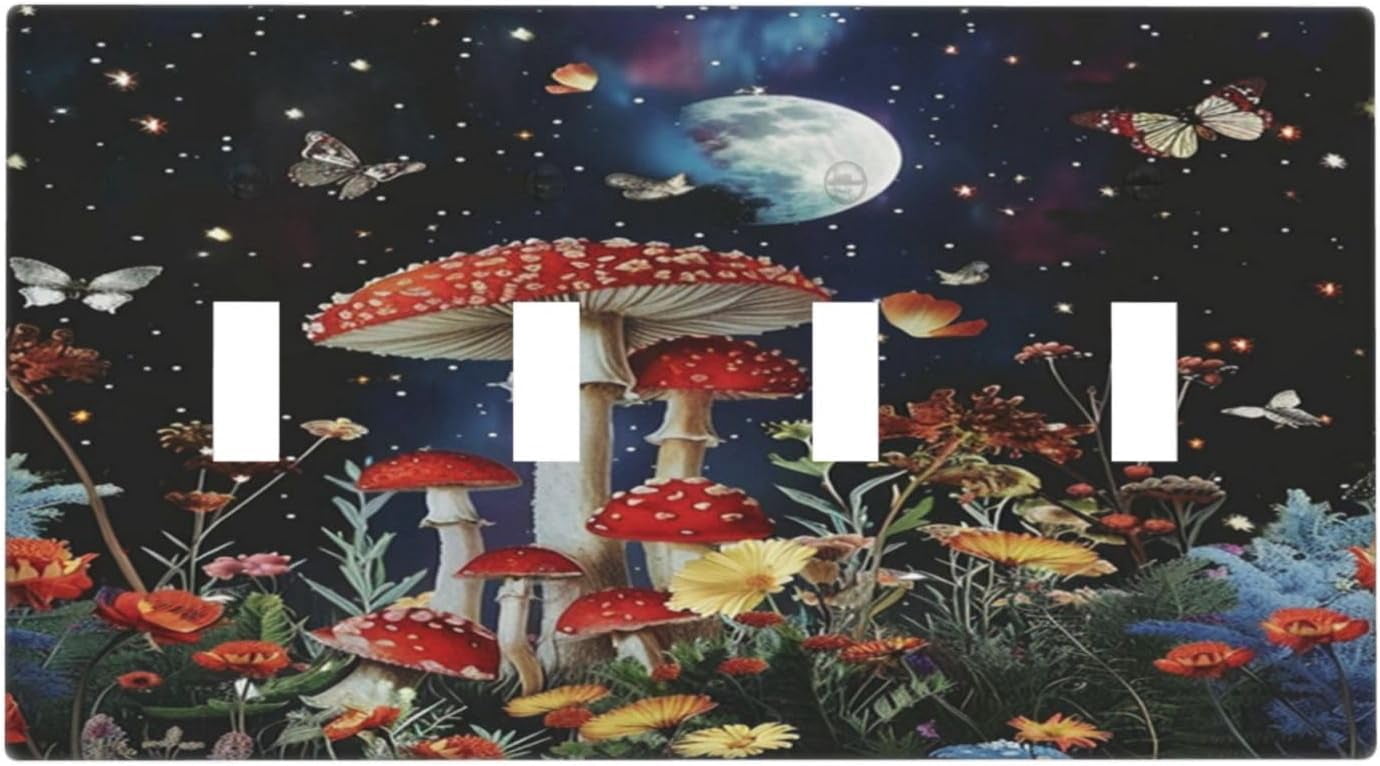 JUSIP Light Switch Cover Night Sky Moon Mushroom Plants Flowers ...