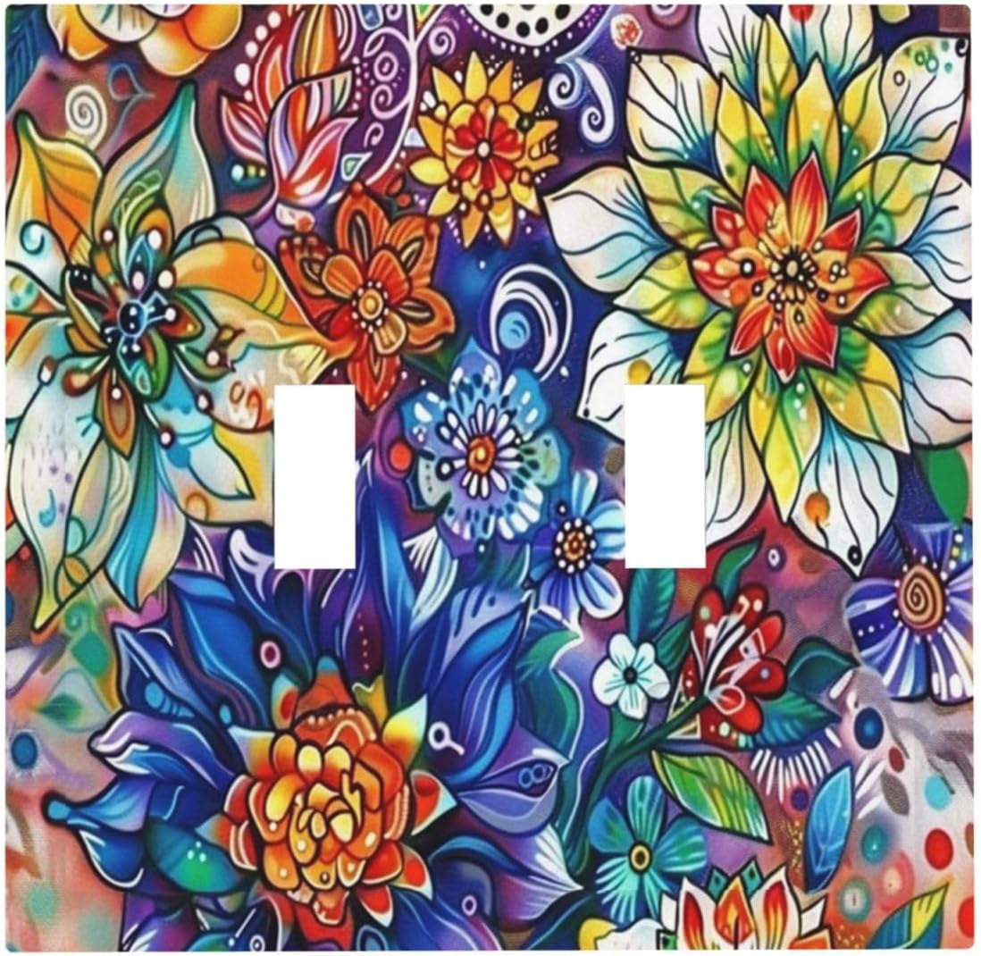 JUSIP Light Switch Cover Tropical Boho Floral Abstract Mandala ...