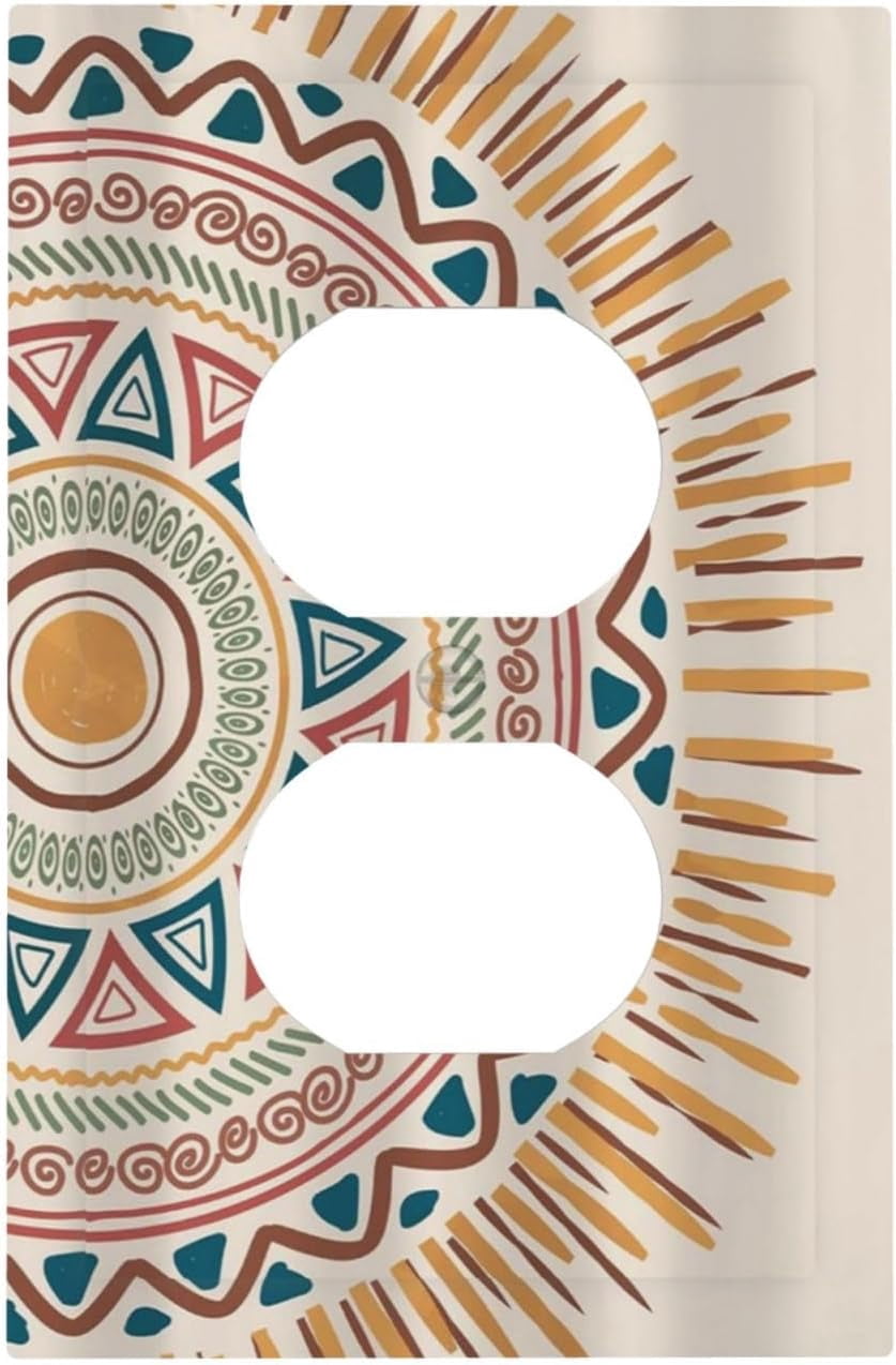 JUSIP Light Switch Covers 1 Gang Duplex Abstract Colorful Sun Mid ...