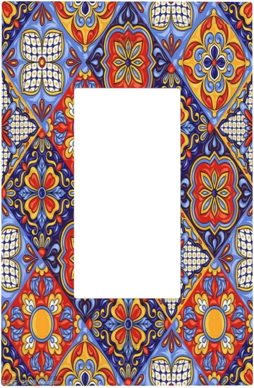 JUSIP Mexican Talavera Ceramic Tile Pattern 1 Gang Single Rocker Light ...