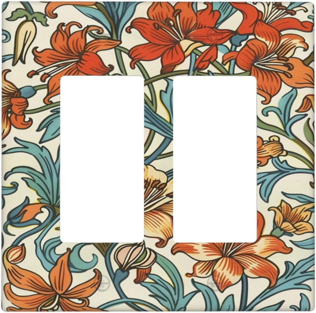 JUSIP Morris Colorful Red Flowers Green Leaves Double Rocker Decora ...