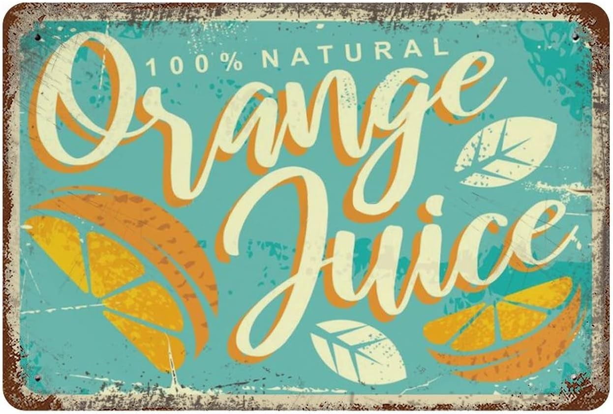 JUSIP Orange Juice Decor Funny Home Bar Metal Tin Sign Kitchen Garage ...