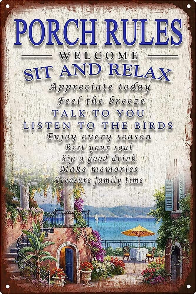 JUSIP Porch Rules Tin Sign,Hair Salon Signs Metal Signs Sign Cute Signs ...