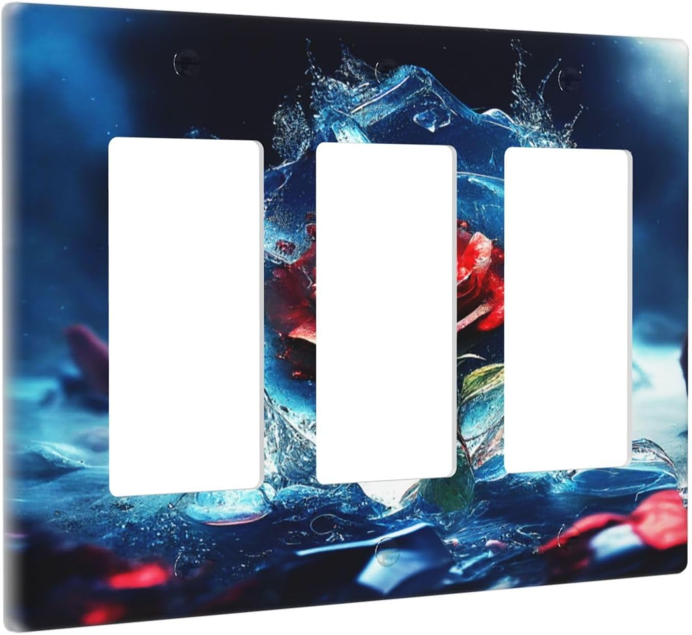 JUSIP Red Rose 3-Gang Rocker Light Switch Cover Decorative Wall Plate ...