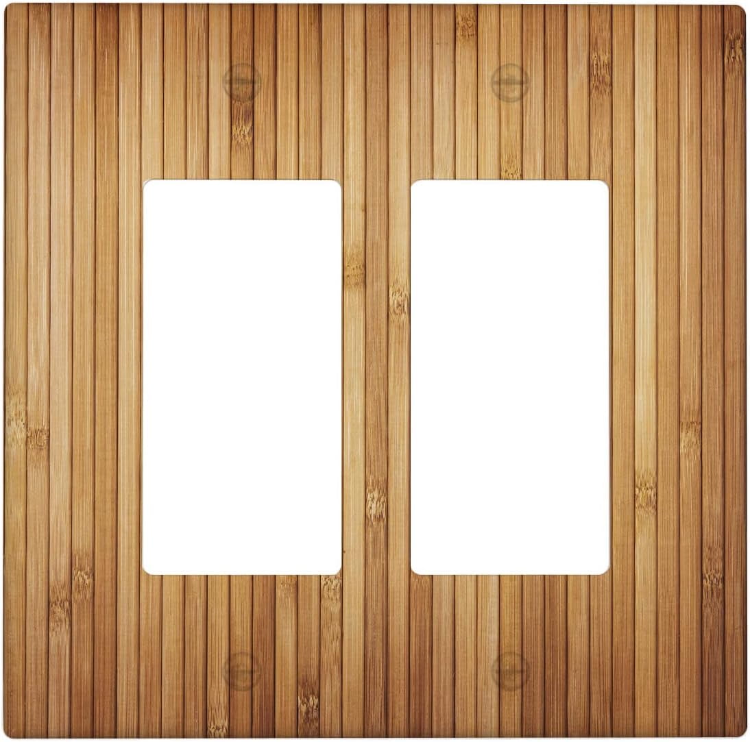 JUSIP Rustic Wood 2 Gang Rocker Light Switch Cover, Farmhouse Wooden ...