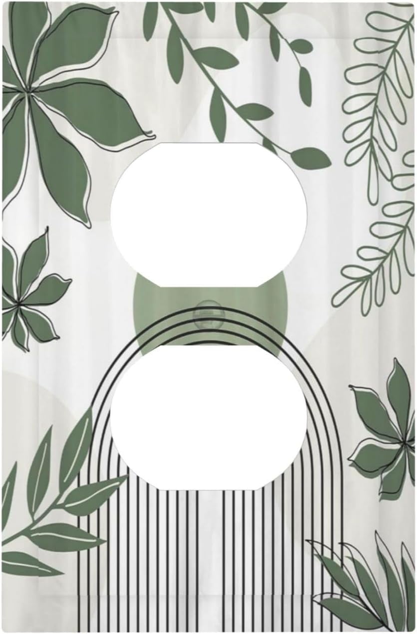 JUSIP Sage Green Abstract Mid Century Boho Minimalist 1 Gang Duplex ...