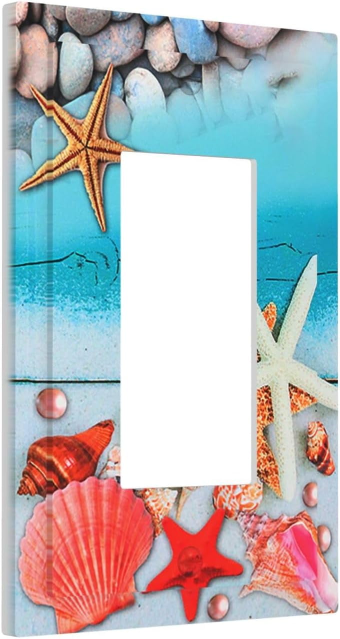JUSIP Starfish Seashell 1-Gang Rocker Light Switch Cover Decorative ...