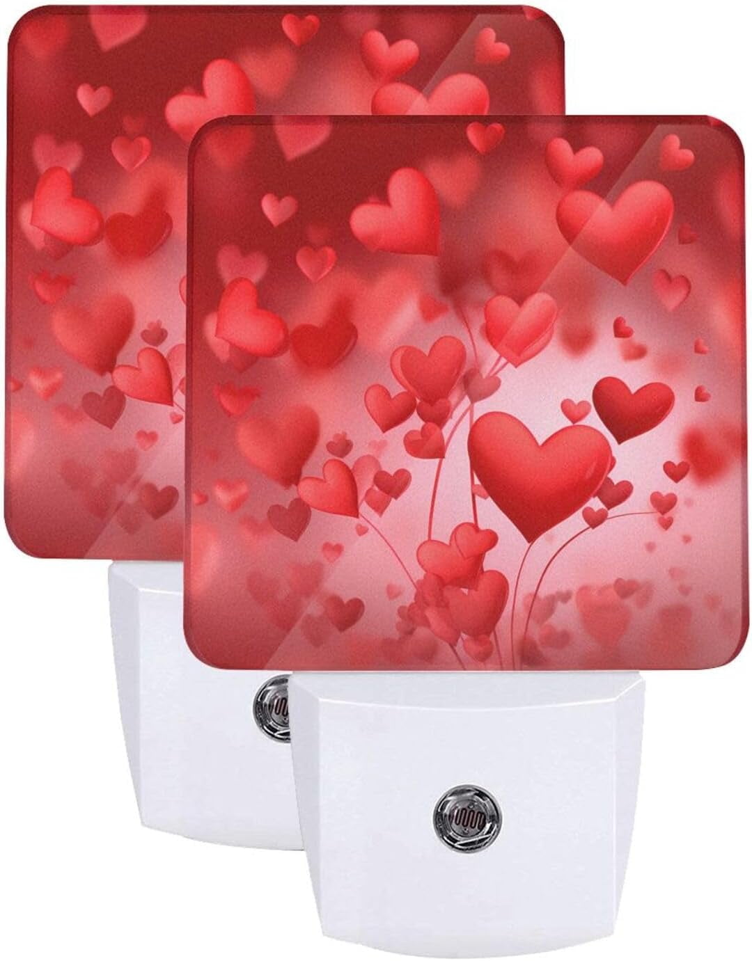 JUSIP Valentines Day Heart Night Light Set of 2 Auto Sensor LED Dusk-to ...
