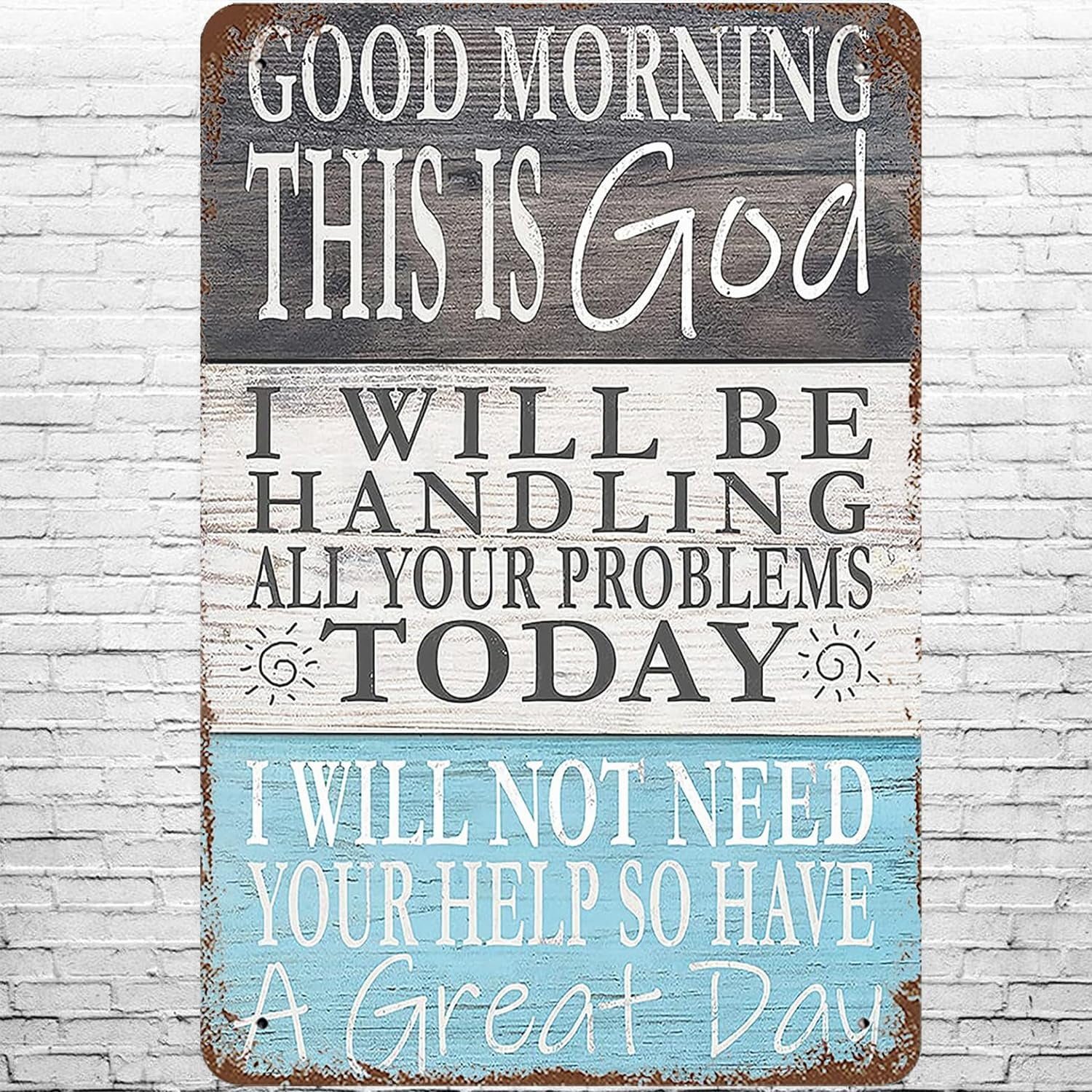 JUSIP Vintage 12 X 8 INCH Plaque Tin Sign Good Morning, Handling ...
