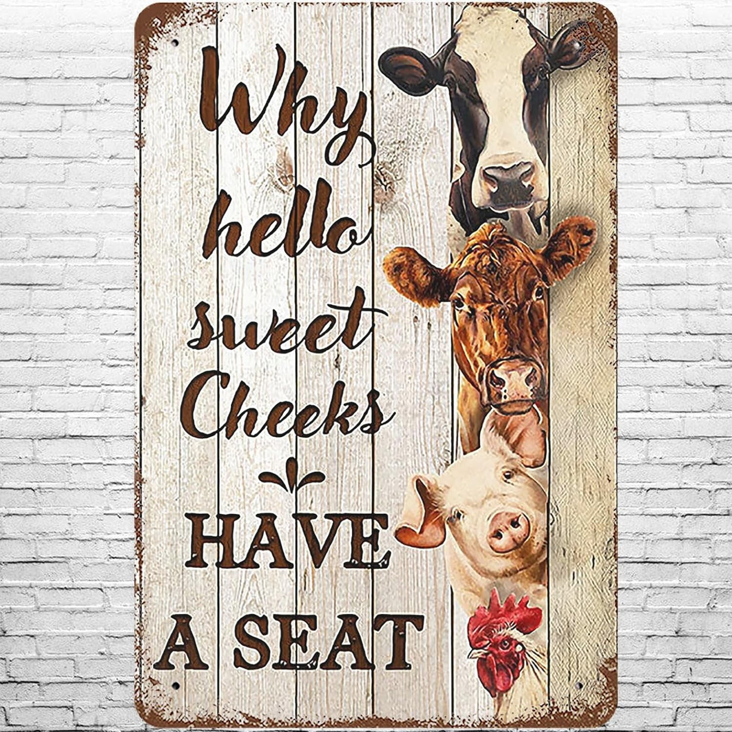 JUSIP Vintage 12 X 8 INCH Plaque Tin Sign Why Hello Sweet Cheeks, Have ...