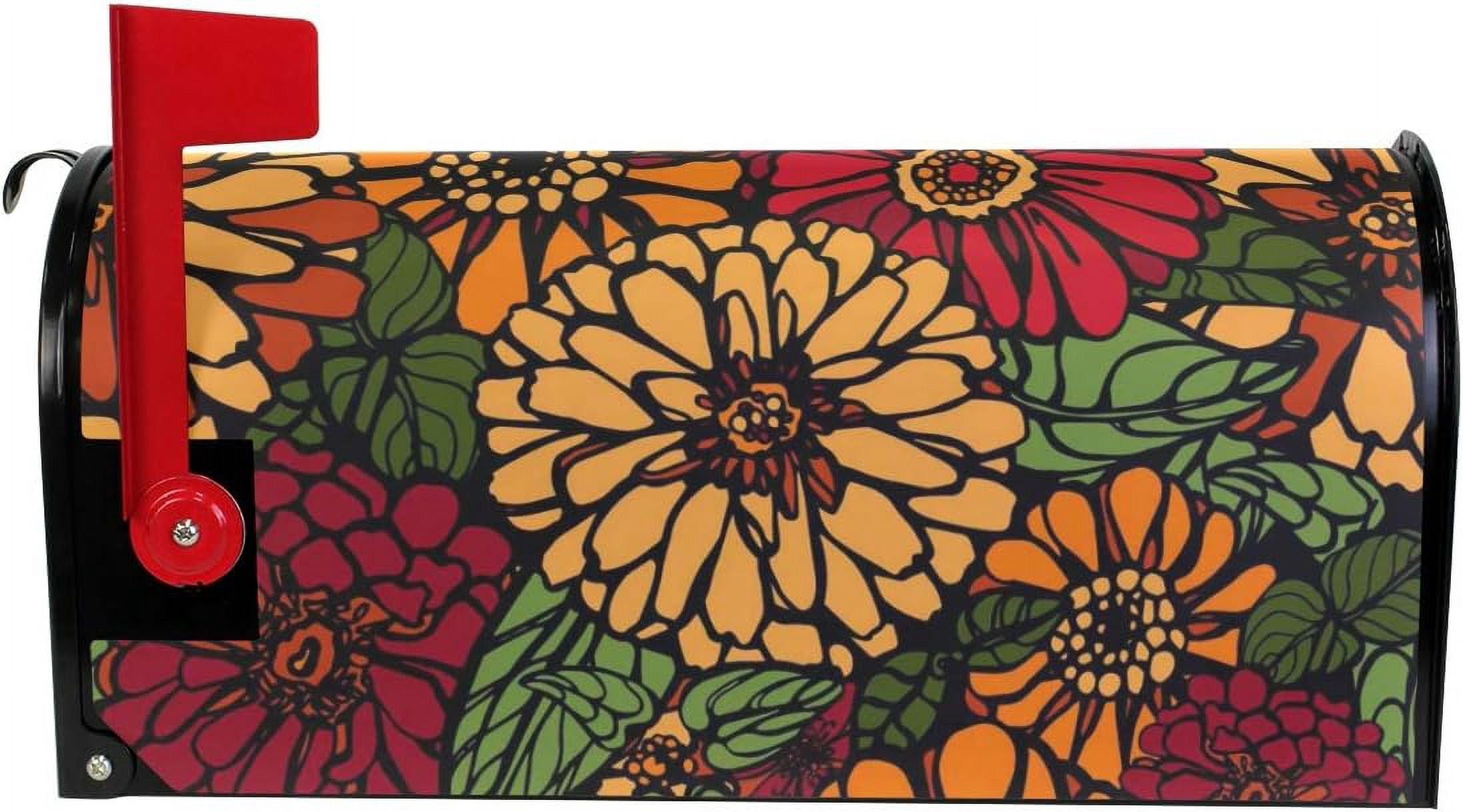 JUSIP Vintage Aesthetic Flower Print Mailbox Cover Standard Size 18" X ...
