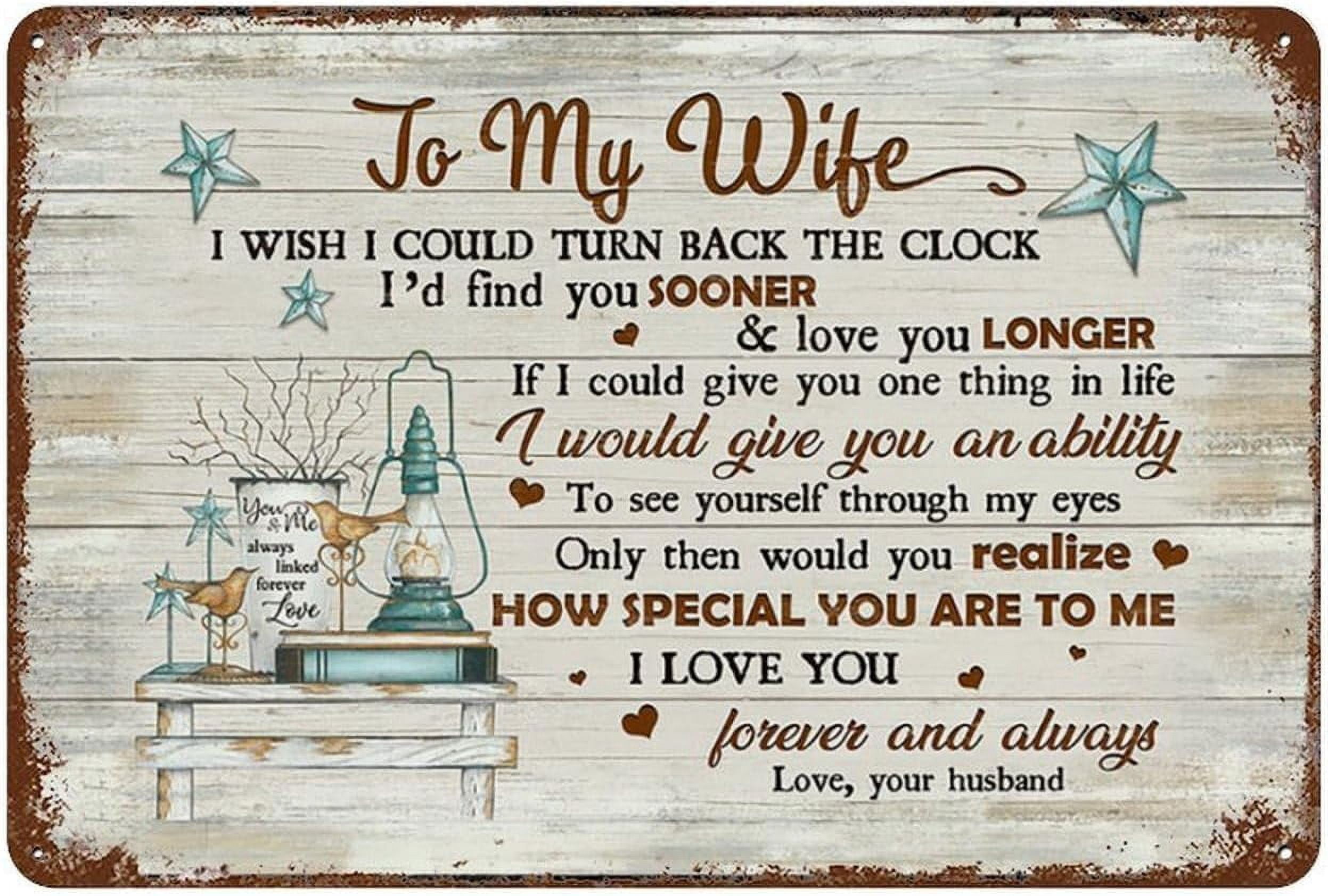 JUSIP Vintage Tin Sign Gift For Wife To My Wife Vintage Lantern Blue ...